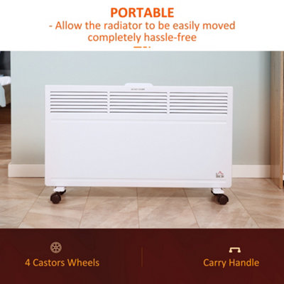 HOMCOM Convector Radiator Heater w/ Adjustable Thermostat Safety Cut ...