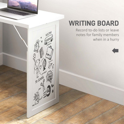 HOMCOM Convertible Desk with Whiteboard Multi-function Workstation, White
