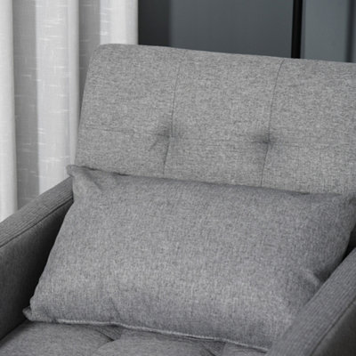HOMCOM Convertible Single Sofa Bed with Tufted Upholstered Fabric, Grey