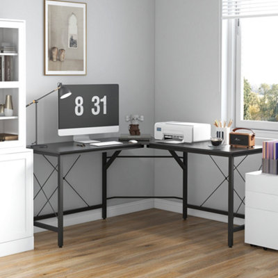 HOMCOM Corner L Shape Desk Home Office Gaming Computer PC Workstation Black