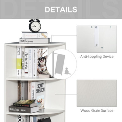 HOMCOM Corner Shelf 4 Tier Fan Bookshelf Plants Stand Wood Freestanding ...