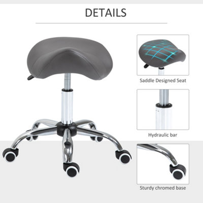 HOMCOM Cosmetic Stool 360 Rotate Height Adjustable Salon Massage Spa ...