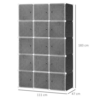 HOMCOM Cube DIY Wardrobe Portable Interlocking Plastic Modular Closet ...