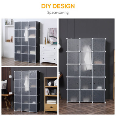 HOMCOM Cube DIY Wardrobe Portable Interlocking Plastic Modular Closet ...