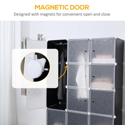 HOMCOM Cube DIY Wardrobe Portable Interlocking Plastic Modular Closet ...