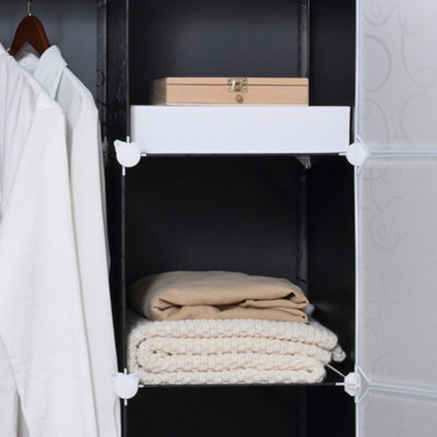 HOMCOM Cube DIY Wardrobe Portable Interlocking Plastic Modular Closet ...