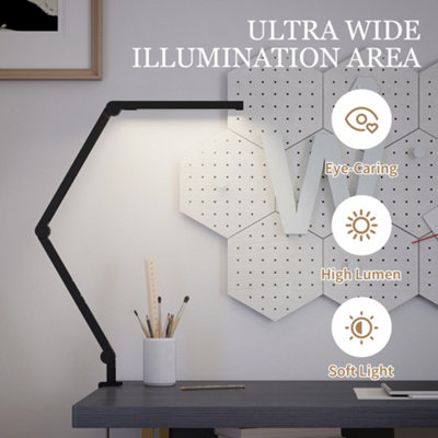 HOMCOM Desk Lamp with Adjustable Swing Arm, Dimmable LED Desk Light, Black