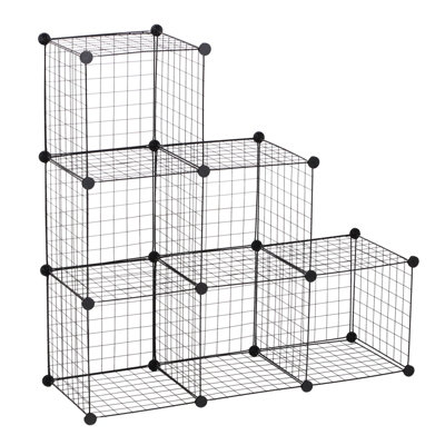 HOMCOM DIY 6 Cube Metal Wire Rack Interlocking Storage Cabinet ...