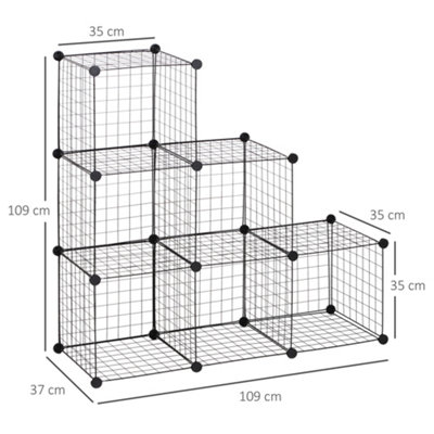 HOMCOM DIY 6 Cube Metal Wire Rack Interlocking Storage Cabinet ...