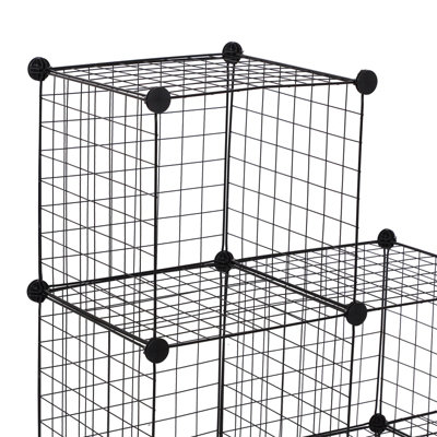 HOMCOM DIY 6 Cube Metal Wire Rack Interlocking Storage Cabinet ...