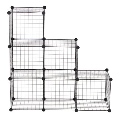 HOMCOM DIY 6 Cube Metal Wire Rack Interlocking Storage Cabinet ...