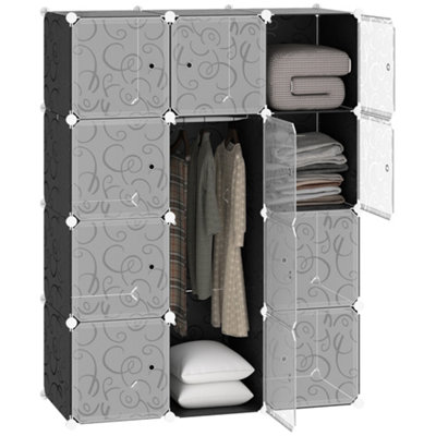 HOMCOM DIY Wardrobe Portable Interlocking Plastic Modular Closet Cube ...