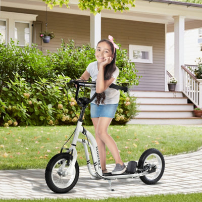 HOMCOM Dual Brakes Kick Scooter 12-Inch Inflatable Wheel Ride On Toy ...