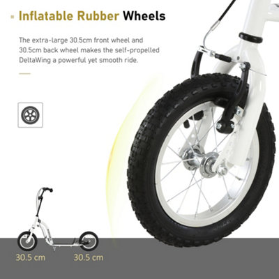 HOMCOM Dual Brakes Kick Scooter 12-Inch Inflatable Wheel Ride On Toy ...