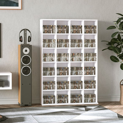 HOMCOM DVD CD Media Storage Rack, Video Display Unit, 89 x 130.5 cm, White