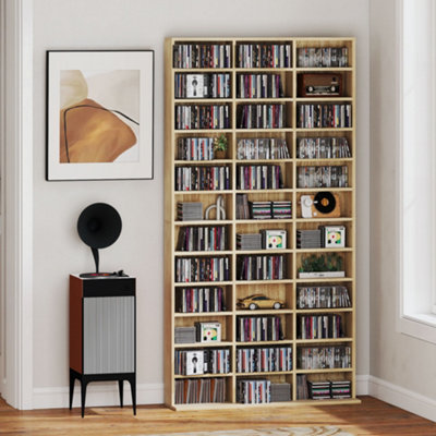HOMCOM DVD CD Media Storage Rack, Video Display Unit, Oak Tone