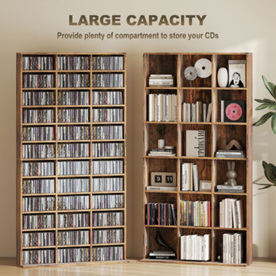 HOMCOM DVD CD Media Storage Rack, Video Display Unit, Rustic Brown