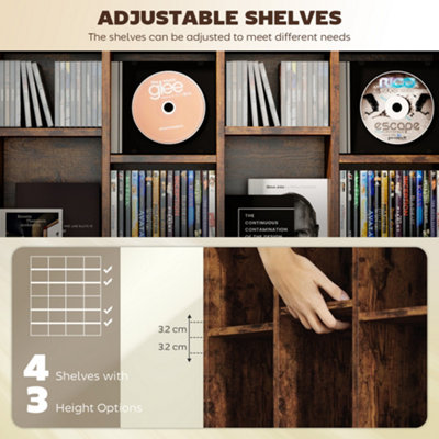 HOMCOM DVD CD Media Storage Rack, Video Display Unit, Rustic Brown
