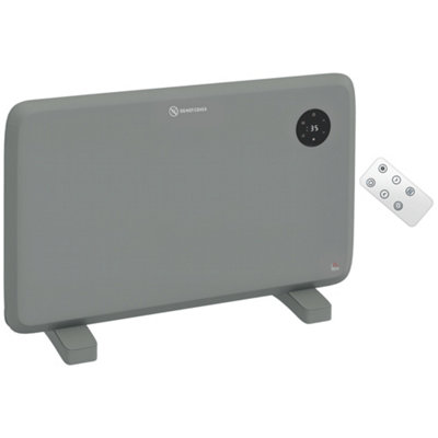 HOMCOM Electric Convector Heater, Quiet Space Heater w/ LED Display, Grey