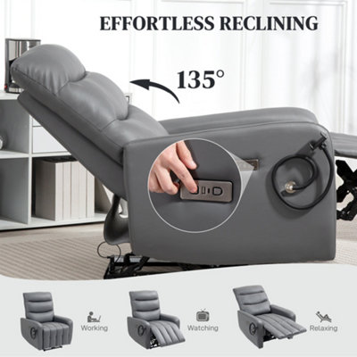 HOMCOM Electric Recliner Chair with Phone Holder, USB Charge Port, Grey