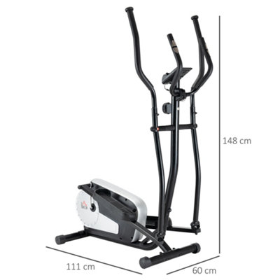 HOMCOM Elliptical Cross Trainer w/ Adjustable Resistance, LCD Monitor ...