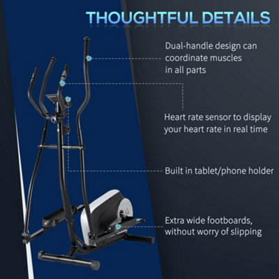 HOMCOM Elliptical Cross Trainer w/ Adjustable Resistance, LCD Monitor ...