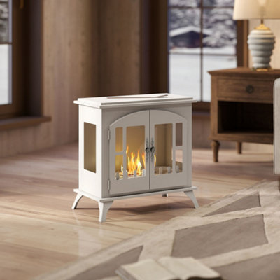 HOMCOM Ethanol Fireplace Stove Freestanding Bioethanol Fire, 0.9L Tank ...