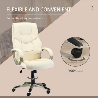 Buy HOMCOM Executive Office Chair Faux Leather Computer Desk Chair w ...