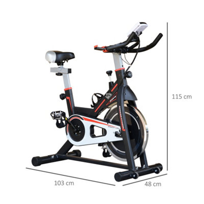 HOMCOM Exercise Bike Indoor Cycling w/ LCD Display, Heart Rate Sensor ...
