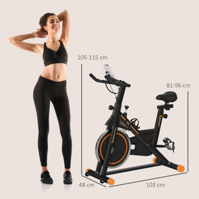 HOMCOM Exercise Bike Indoor Cycling w/ LCD Display, Heart Rate Sensor ...