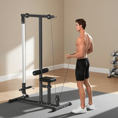 HOMCOM Exercise Pulldown Machine Power Tower with Adjustable Seat Cables