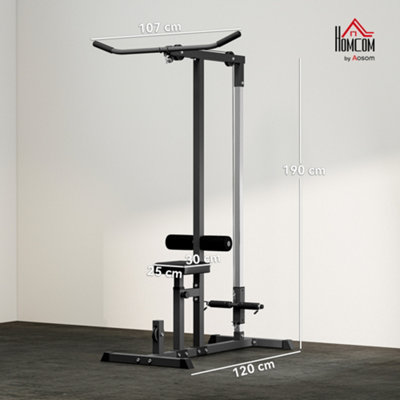 HOMCOM EXERCISE PULLDOWN MACHINE POWER TOWER WITH ADJUSTABLE SEAT CABLES