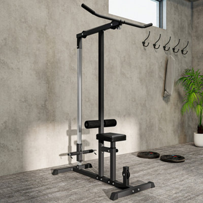 HOMCOM Exercise Pulldown Machine Power Tower with Adjustable Seat Cables