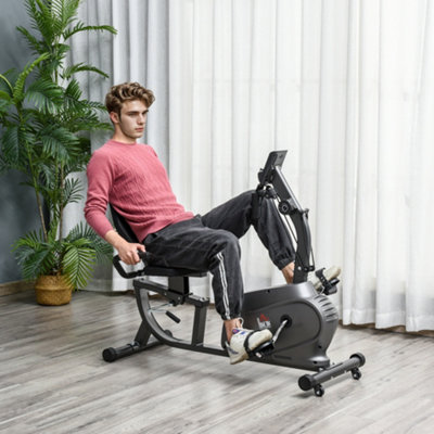 HOMCOM EXERCISE TRAINING STATIONARY CYCLING BIKE W/ LCD MONITOR & PAD ...