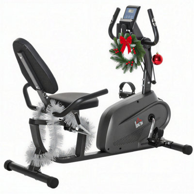 HOMCOM EXERCISE TRAINING STATIONARY CYCLING BIKE W/ LCD MONITOR & PAD ...
