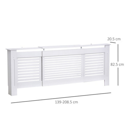 HOMCOM Extendable Radiator Cover Cabinet Slatted Design MDF White Home ...