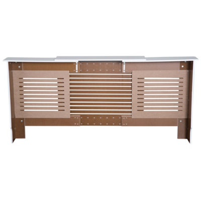 HOMCOM Extendable Radiator Cover Cabinet Slatted Design MDF White Home ...
