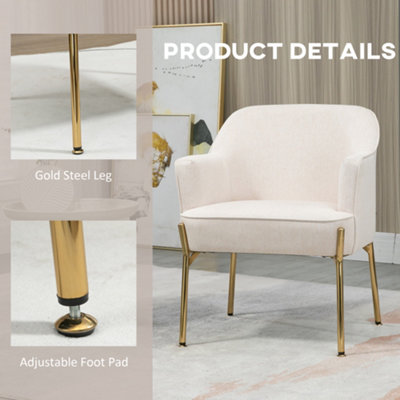 HOMCOM Fabric Armchair Accent Chair w Metal Legs for Living Room Bedroom Cream