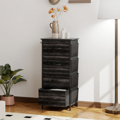 HOMCOM Fabric Chest of Drawers, 4 Drawer Dresser for Bedroom, Black