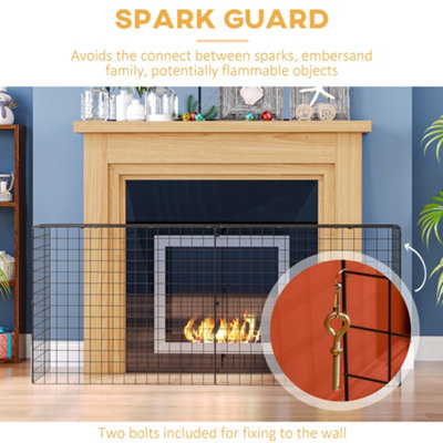 HOMCOM Fireguard Fire Safe Guard Extending Fireplace Wire Mesh Screen Cover