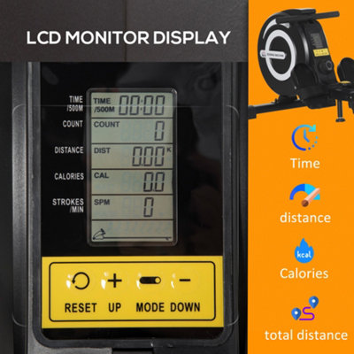 HOMCOM Fitness Adjustable Magnetic Rowing Machine Rower w/ LCD Digital ...