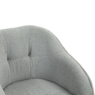 HOMCOM Fluffy Vanity Chair for Desk, with Height Adjustable, Wheels, Grey