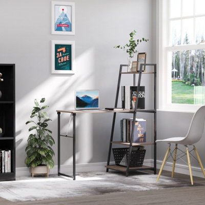 HOMCOM Foldable Desk with Shelf Multi function Freestanding Storage Workstation