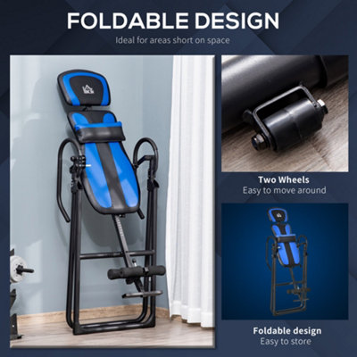 HOMCOM Foldable Gravity Inversion Table, Fitness Bench w/ Soft Ankle ...