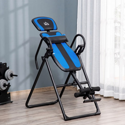 HOMCOM Foldable Gravity Inversion Table, Fitness Bench w/ Soft Ankle ...