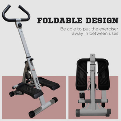 HOMCOM Foldable Stepper Adjustable Step Machine w/ Handlebar LCD ...