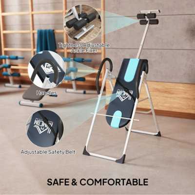 HOMCOM Foldable Therapy Gravity Inversion Table AB Exercise Bench Home ...