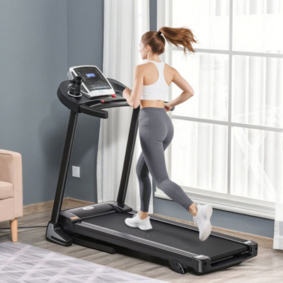 HOMCOM Folding 12km/h Electric Treadmill Running Machine w/ Incline LED ...