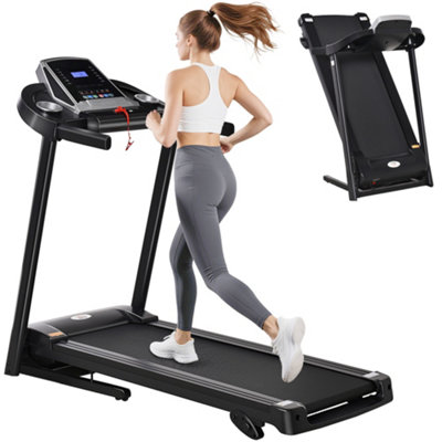 HOMCOM Folding 12km/h Electric Treadmill Running Machine w/ Incline LED ...