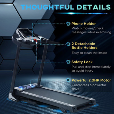 HOMCOM Folding 12km/h Electric Treadmill Running Machine w/ Incline LED ...